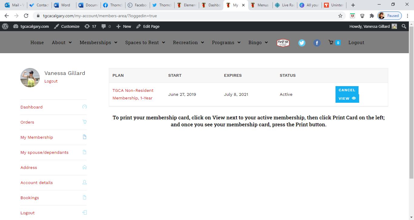 TGCA Online Membership Account Information