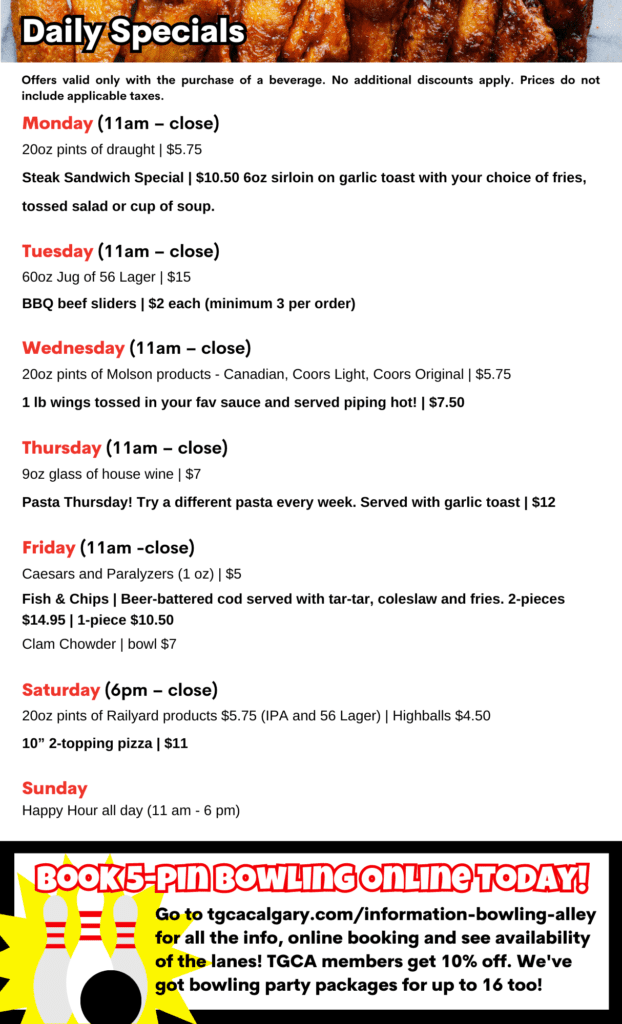 The 56 Restaurant and Lounge Menus